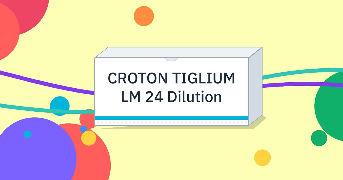 Symbolbild: Packung mit der Aufschrift CROTON TIGLIUM LM 24 Dilution (PZN 12836519) – Verfügbarkeit und Bezug in Apotheken in Frankfurt am Main