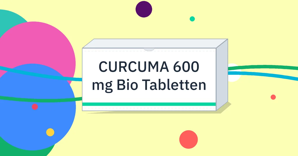 Symbolbild: Packung mit der Aufschrift CURCUMA 600 mg Bio Tabletten (PZN 12507419) – Verfügbarkeit und Bezug in Apotheken in Frankfurt am Main