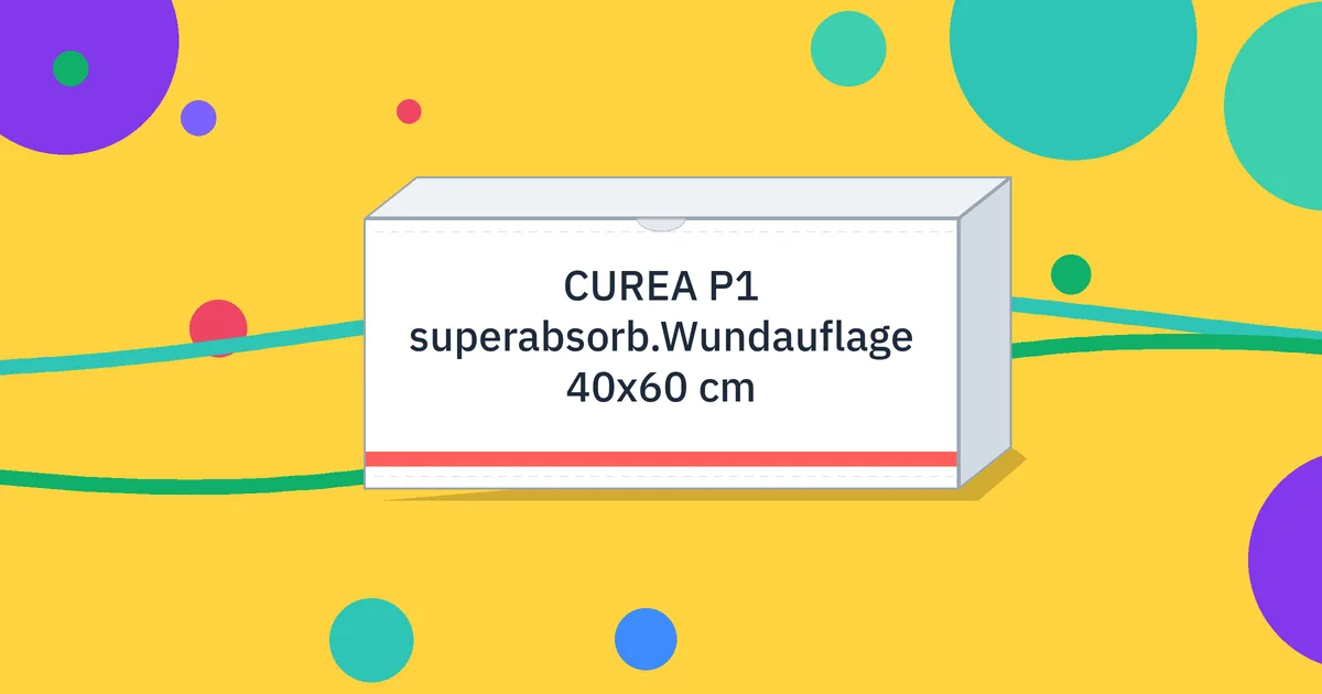 Symbolbild: Packung mit der Aufschrift CUREA P1 superabsorb.Wundauflage 40x60 cm (PZN 16005672) – Verfügbarkeit und Bezug in Apotheken in Frankfurt am Main