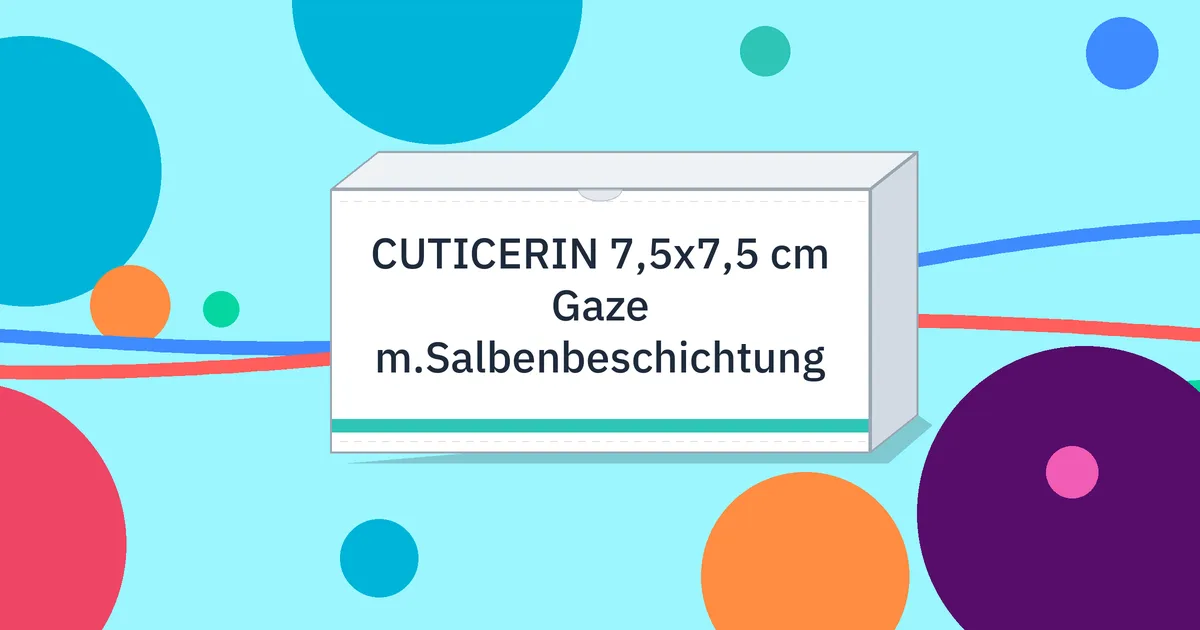 Symbolbild: Packung mit der Aufschrift CUTICERIN 7,5x7,5 cm Gaze m.Salbenbeschichtung (PZN 18166853) – Verfügbarkeit und Bezug in Apotheken in Frankfurt am Main