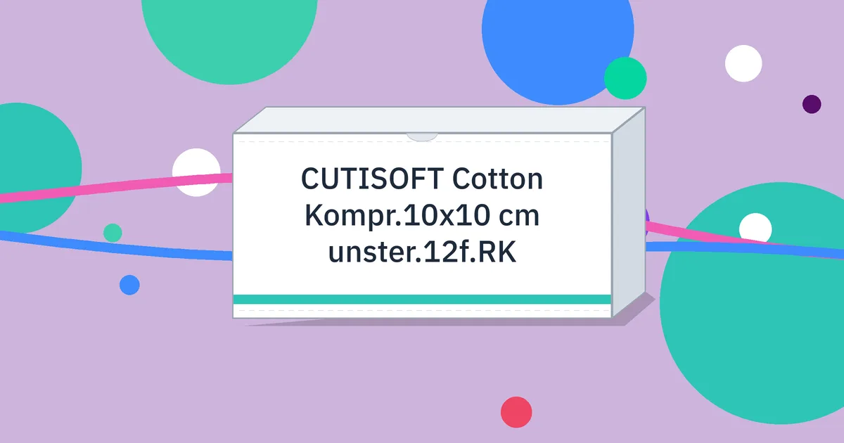 Symbolbild: Packung mit der Aufschrift CUTISOFT Cotton Kompr.10x10 cm unster.12f.RK (PZN 03897462) – Verfügbarkeit und Bezug in Apotheken in Frankfurt am Main