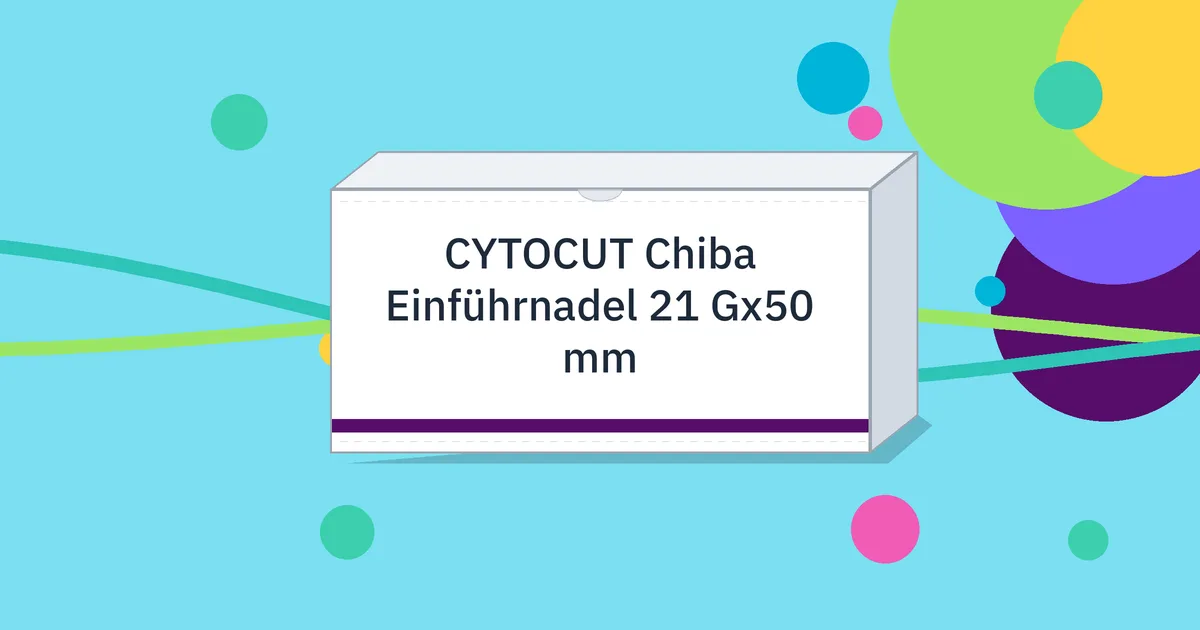 Symbolbild: Packung mit der Aufschrift CYTOCUT Chiba Einführnadel 21 Gx50 mm (PZN 16919432) – Verfügbarkeit und Bezug in Apotheken in Frankfurt am Main