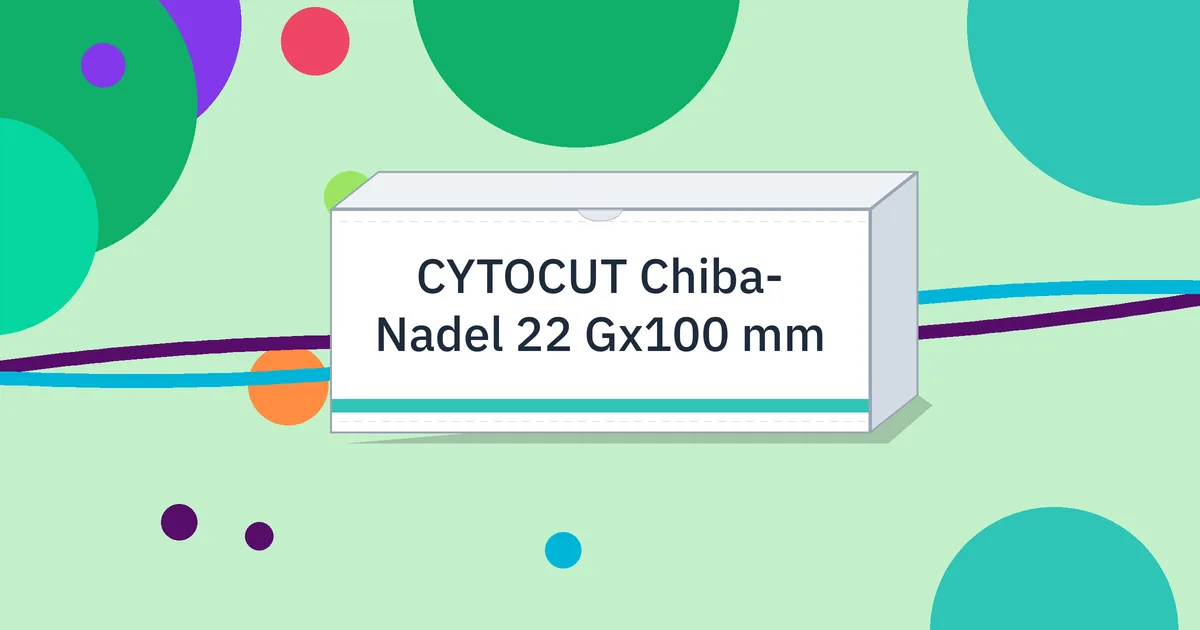 Symbolbild: Packung mit der Aufschrift CYTOCUT Chiba-Nadel 22 Gx100 mm (PZN 19735477) – Verfügbarkeit und Bezug in Apotheken in Frankfurt am Main