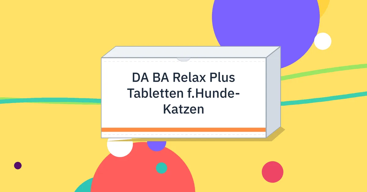 Symbolbild: Packung mit der Aufschrift DA BA Relax Plus Tabletten f.Hunde-Katzen (PZN 19459586) – Verfügbarkeit und Bezug in Apotheken in Frankfurt am Main