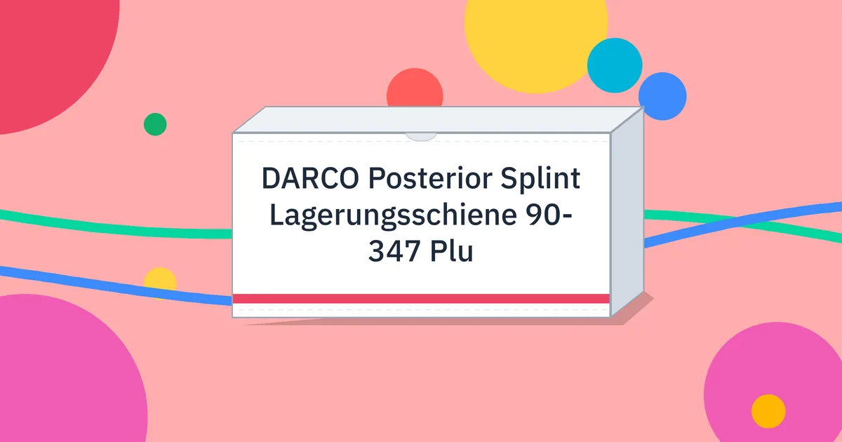 Symbolbild: Packung mit der Aufschrift DARCO Posterior Splint Lagerungsschiene 90-347 Plu (PZN 13700526) – Verfügbarkeit und Bezug in Apotheken in Frankfurt am Main