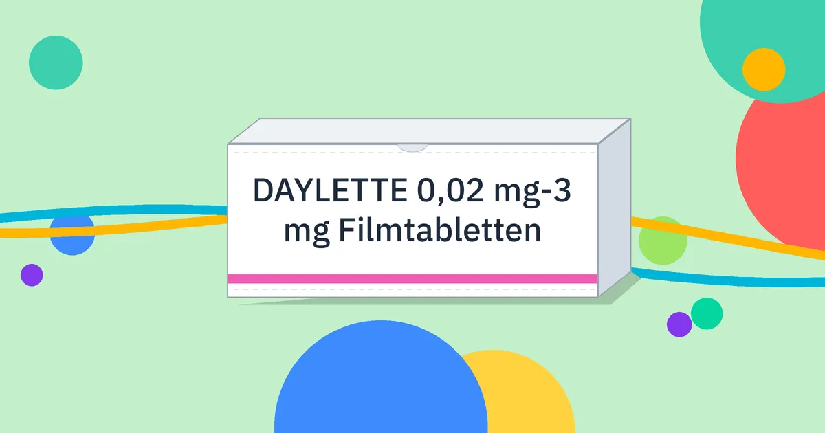 Symbolbild: Packung mit der Aufschrift DAYLETTE 0,02 mg-3 mg Filmtabletten (PZN 11336074) – Verfügbarkeit und Bezug in Apotheken in Frankfurt am Main