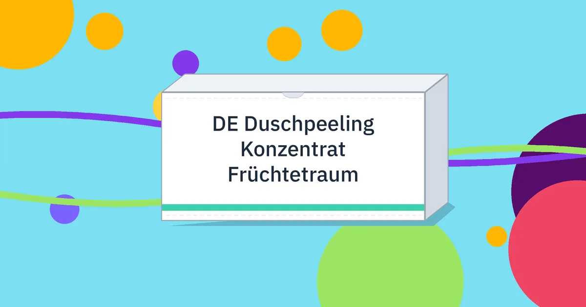 Symbolbild: Packung mit der Aufschrift DE Duschpeeling Konzentrat Früchtetraum (PZN 18451714) – Verfügbarkeit und Bezug in Apotheken in Frankfurt am Main