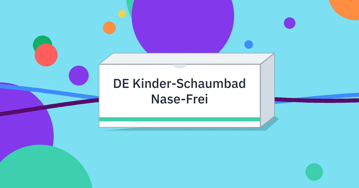 Symbolbild: Packung mit der Aufschrift DE Kinder-Schaumbad Nase-Frei (PZN 18681377) – Verfügbarkeit und Bezug in Apotheken in Frankfurt am Main
