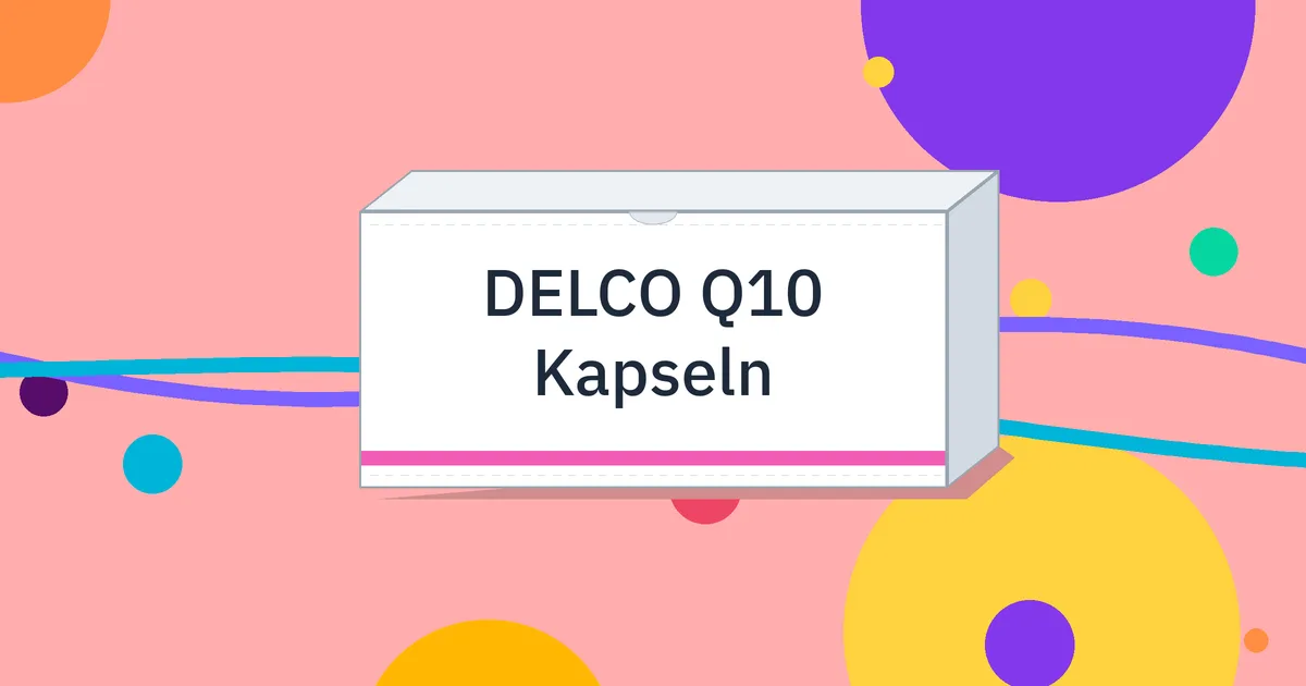 Symbolbild: Packung mit der Aufschrift DELCO Q10 Kapseln (PZN 19127370) – Verfügbarkeit und Bezug in Apotheken in Frankfurt am Main