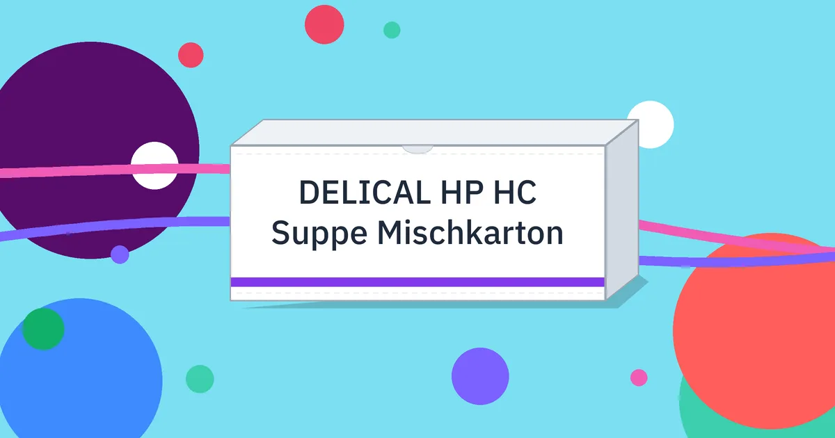 Symbolbild: Packung mit der Aufschrift DELICAL HP HC Suppe Mischkarton (PZN 17257269) – Verfügbarkeit und Bezug in Apotheken in Frankfurt am Main