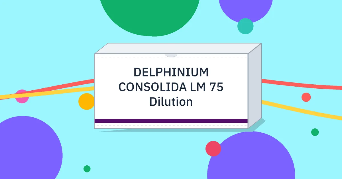 Symbolbild: Packung mit der Aufschrift DELPHINIUM CONSOLIDA LM 75 Dilution (PZN 13463575) – Verfügbarkeit und Bezug in Apotheken in Frankfurt am Main