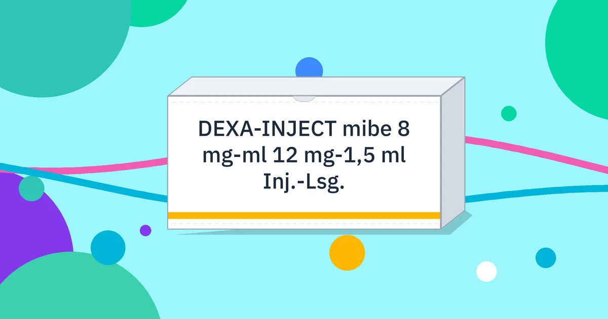 Symbolbild: Packung mit der Aufschrift DEXA-INJECT mibe 8 mg-ml 12 mg-1,5 ml Inj.-Lsg. (PZN 19847348) – Verfügbarkeit und Bezug in Apotheken in Frankfurt am Main
