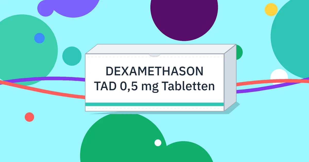 Symbolbild: Packung mit der Aufschrift DEXAMETHASON TAD 0,5 mg Tabletten (PZN 14294175) – Verfügbarkeit und Bezug in Apotheken in Frankfurt am Main