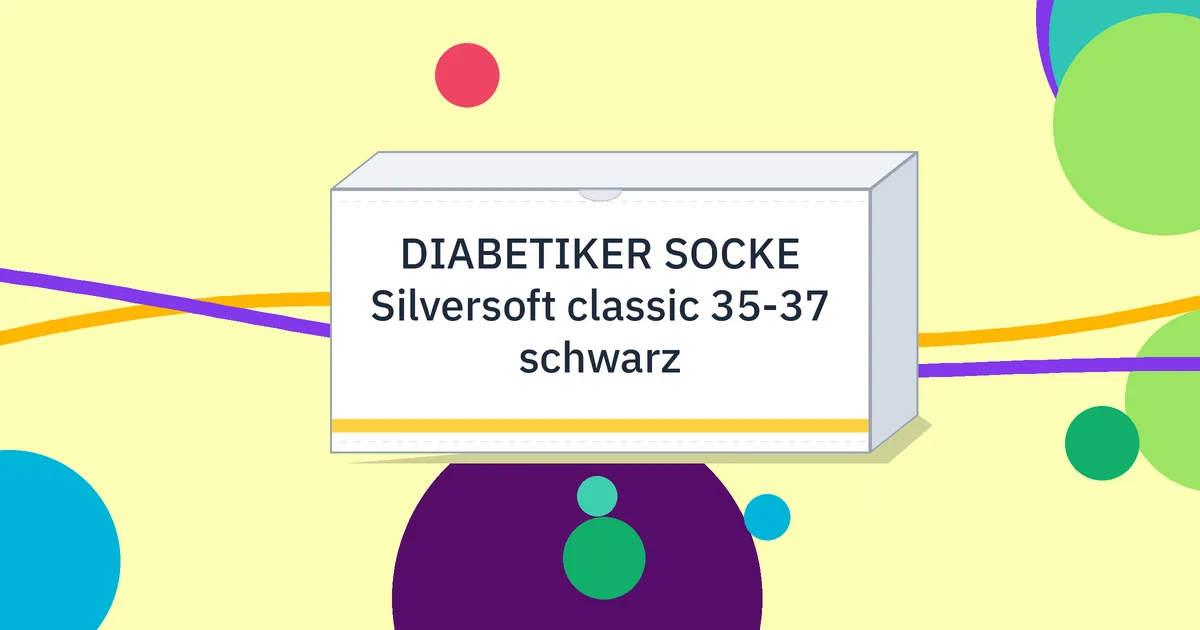 Symbolbild: Packung mit der Aufschrift DIABETIKER SOCKE Silversoft classic 35-37 schwarz (PZN 11124567) – Verfügbarkeit und Bezug in Apotheken in Frankfurt am Main