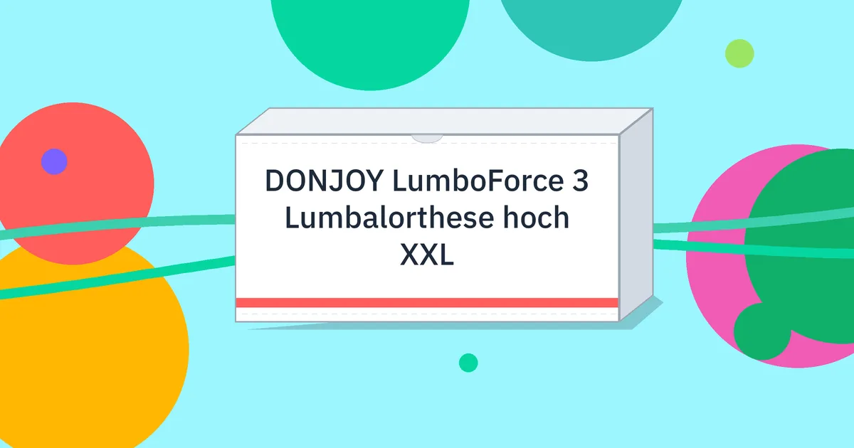 Symbolbild: Packung mit der Aufschrift DONJOY LumboForce 3 Lumbalorthese hoch XXL (PZN 19378020) – Verfügbarkeit und Bezug in Apotheken in Frankfurt am Main