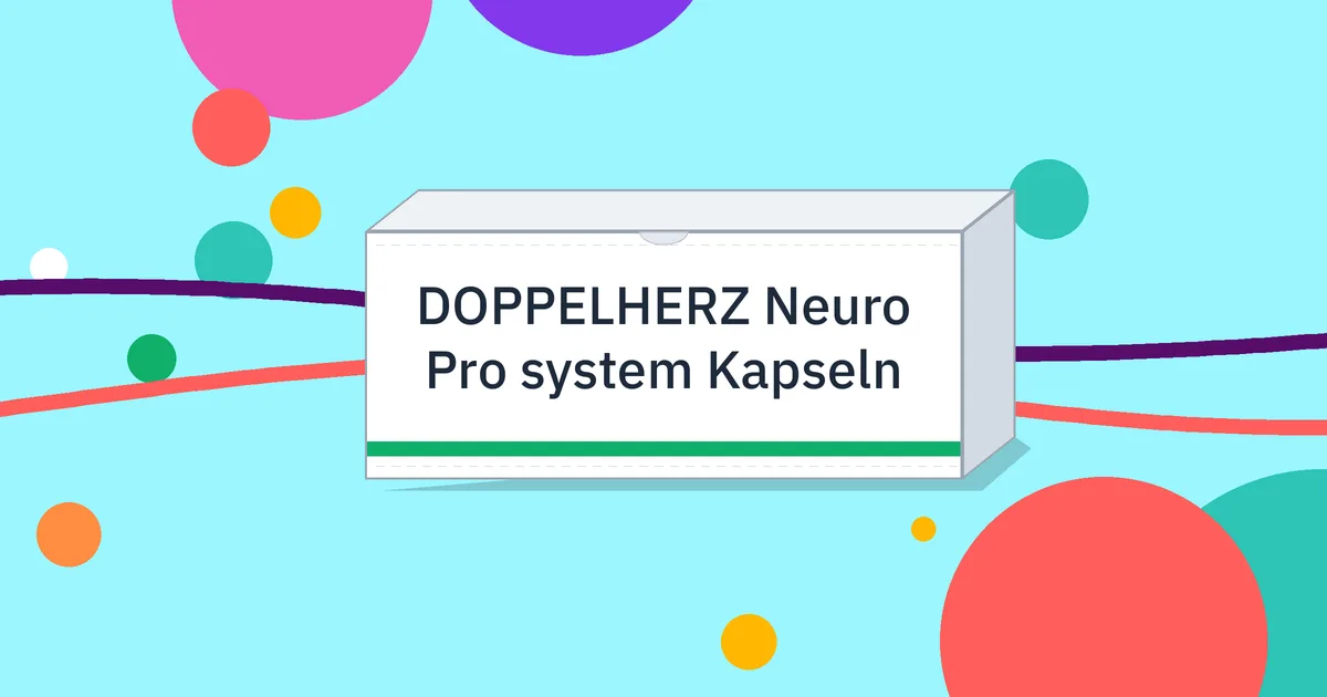 Symbolbild: Packung mit der Aufschrift DOPPELHERZ Neuro Pro system Kapseln (PZN 20547700) – Verfügbarkeit und Bezug in Apotheken in Frankfurt am Main