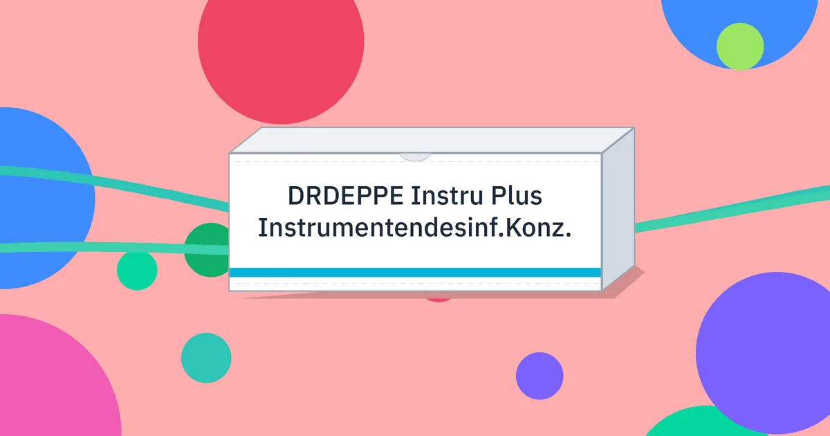 Symbolbild: Packung mit der Aufschrift DRDEPPE Instru Plus Instrumentendesinf.Konz. (PZN 18313283) – Verfügbarkeit und Bezug in Apotheken in Frankfurt am Main