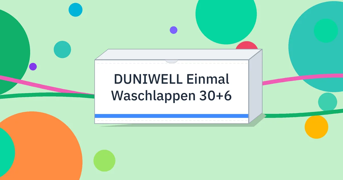 Symbolbild: Packung mit der Aufschrift DUNIWELL Einmal Waschlappen 30+6 (PZN 01289942) – Verfügbarkeit und Bezug in Apotheken in Frankfurt am Main