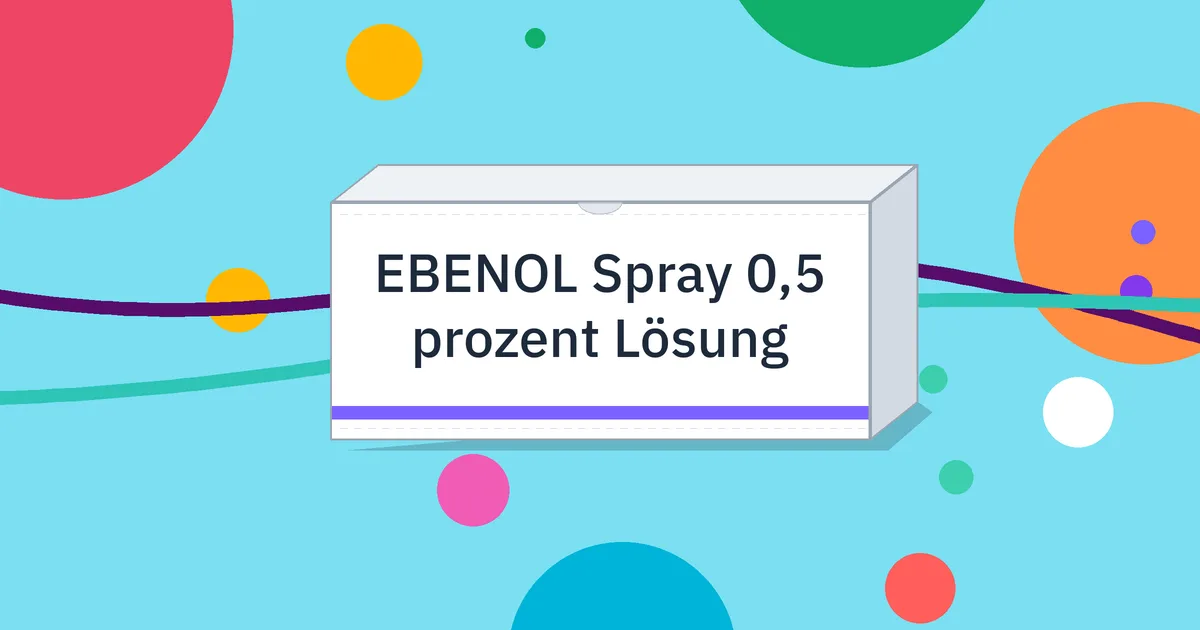Symbolbild: Packung mit der Aufschrift EBENOL Spray 0,5 prozent Lösung (PZN 02251924) – Verfügbarkeit und Bezug in Apotheken in Frankfurt am Main