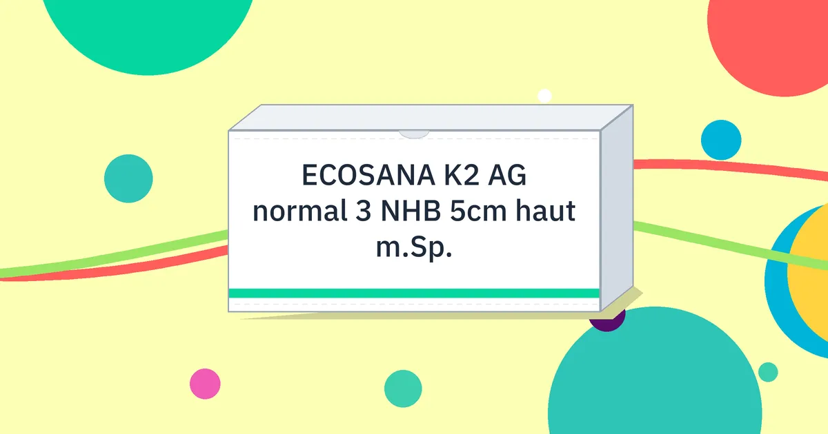 Symbolbild: Packung mit der Aufschrift ECOSANA K2 AG normal 3 NHB 5cm haut m.Sp. (PZN 01425931) – Verfügbarkeit und Bezug in Apotheken in Frankfurt am Main