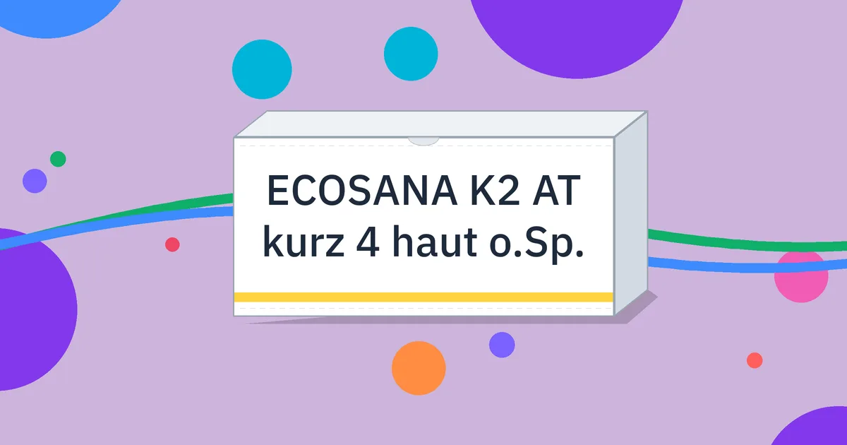 Symbolbild: Packung mit der Aufschrift ECOSANA K2 AT kurz 4 haut o.Sp. (PZN 01559554) – Verfügbarkeit und Bezug in Apotheken in Frankfurt am Main
