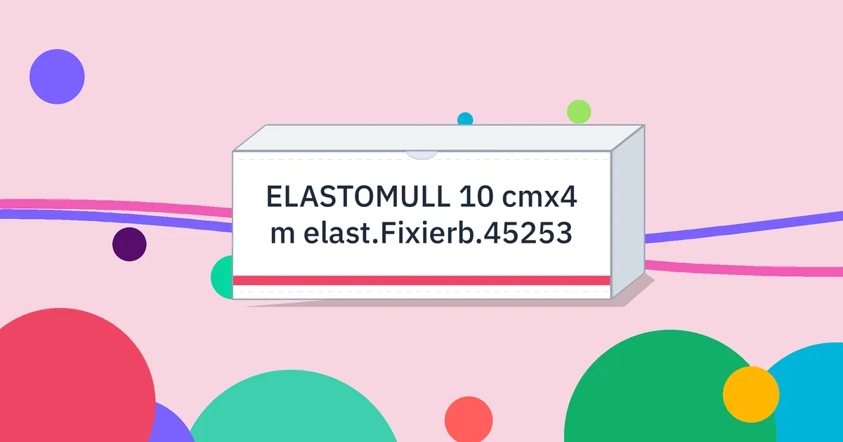 Symbolbild: Packung mit der Aufschrift ELASTOMULL 10 cmx4 m elast.Fixierb.45253 (PZN 20608956) – Verfügbarkeit und Bezug in Apotheken in Frankfurt am Main