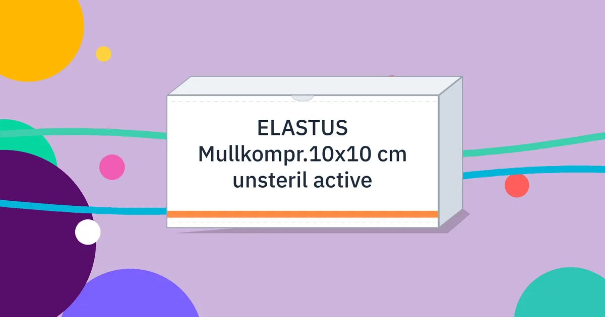 Symbolbild: Packung mit der Aufschrift ELASTUS Mullkompr.10x10 cm unsteril active (PZN 01313132) – Verfügbarkeit und Bezug in Apotheken in Frankfurt am Main