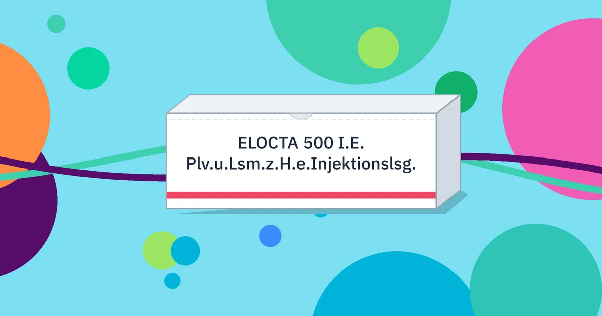 Symbolbild: Packung mit der Aufschrift ELOCTA 500 I.E. Plv.u.Lsm.z.H.e.Injektionslsg. (PZN 16932645) – Verfügbarkeit und Bezug in Apotheken in Frankfurt am Main