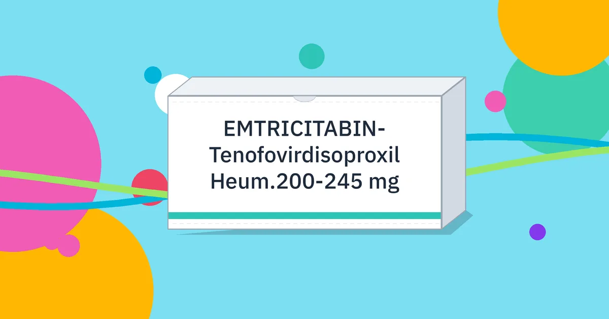 Symbolbild: Packung mit der Aufschrift EMTRICITABIN-Tenofovirdisoproxil Heum.200-245 mg (PZN 17982906) – Verfügbarkeit und Bezug in Apotheken in Frankfurt am Main