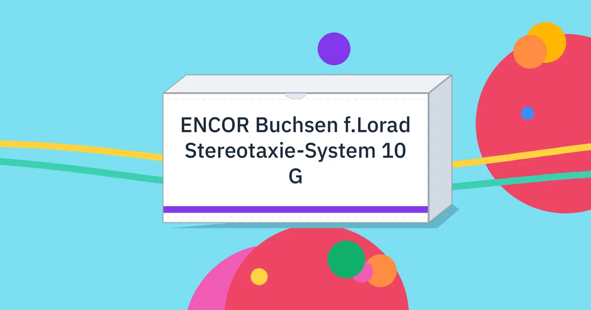 Symbolbild: Packung mit der Aufschrift ENCOR Buchsen f.Lorad Stereotaxie-System 10 G (PZN 03576516) – Verfügbarkeit und Bezug in Apotheken in Frankfurt am Main