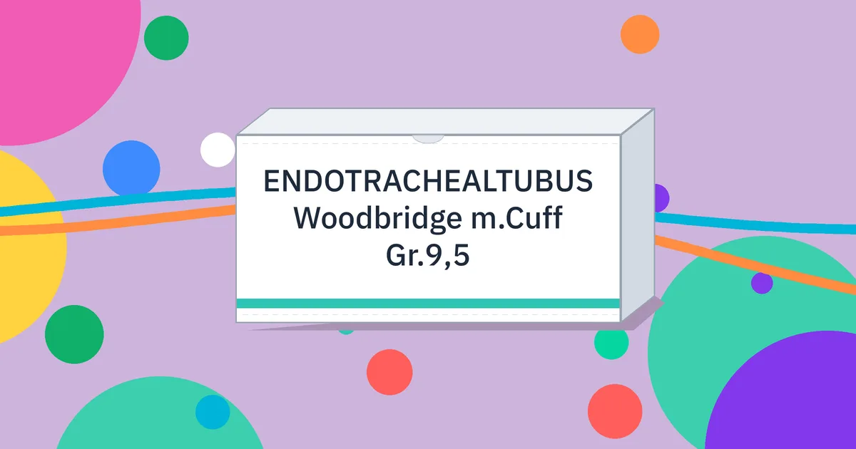 Symbolbild: Packung mit der Aufschrift ENDOTRACHEALTUBUS Woodbridge m.Cuff Gr.9,5 (PZN 04878188) – Verfügbarkeit und Bezug in Apotheken in Frankfurt am Main