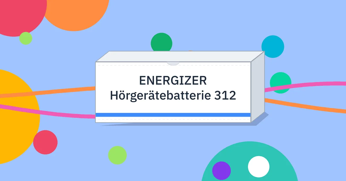 Symbolbild: Packung mit der Aufschrift ENERGIZER Hörgerätebatterie 312 (PZN 18403081) – Verfügbarkeit und Bezug in Apotheken in Frankfurt am Main