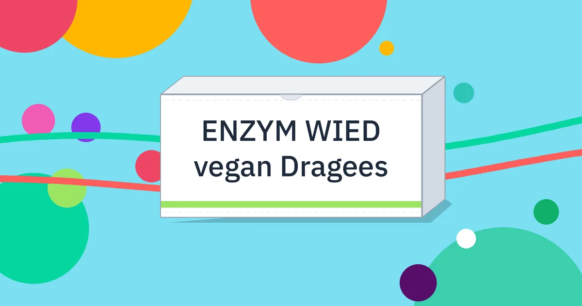 Symbolbild: Packung mit der Aufschrift ENZYM WIED vegan Dragees (PZN 20374814) – Verfügbarkeit und Bezug in Apotheken in Frankfurt am Main