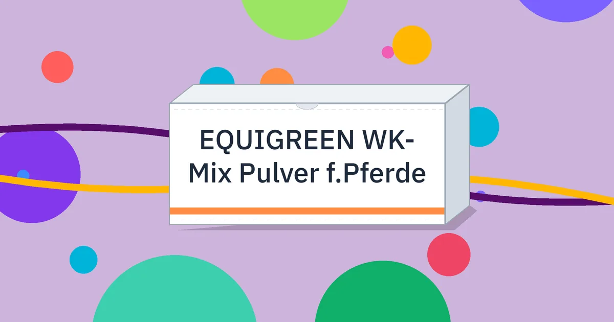 Symbolbild: Packung mit der Aufschrift EQUIGREEN WK-Mix Pulver f.Pferde (PZN 16906949) – Verfügbarkeit und Bezug in Apotheken in Frankfurt am Main