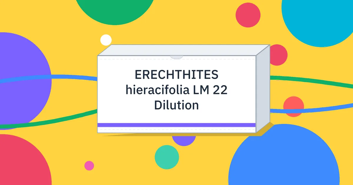 Symbolbild: Packung mit der Aufschrift ERECHTHITES hieracifolia LM 22 Dilution (PZN 13474484) – Verfügbarkeit und Bezug in Apotheken in Frankfurt am Main