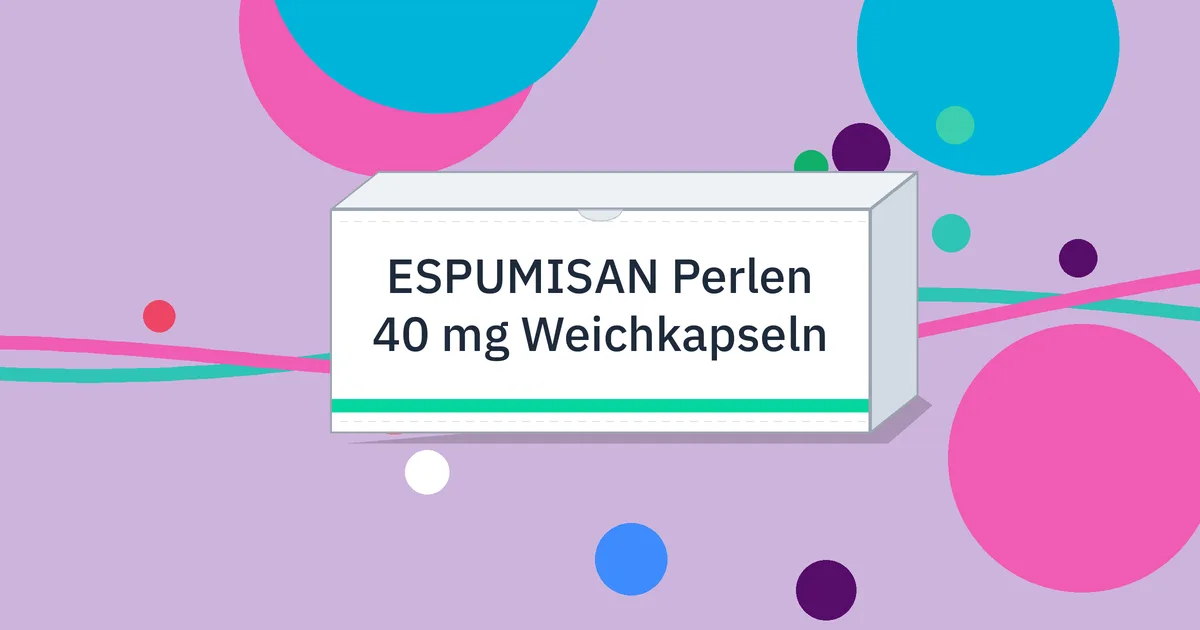 Symbolbild: Packung mit der Aufschrift ESPUMISAN Perlen 40 mg Weichkapseln (PZN 01320439) – Verfügbarkeit und Bezug in Apotheken in Frankfurt am Main
