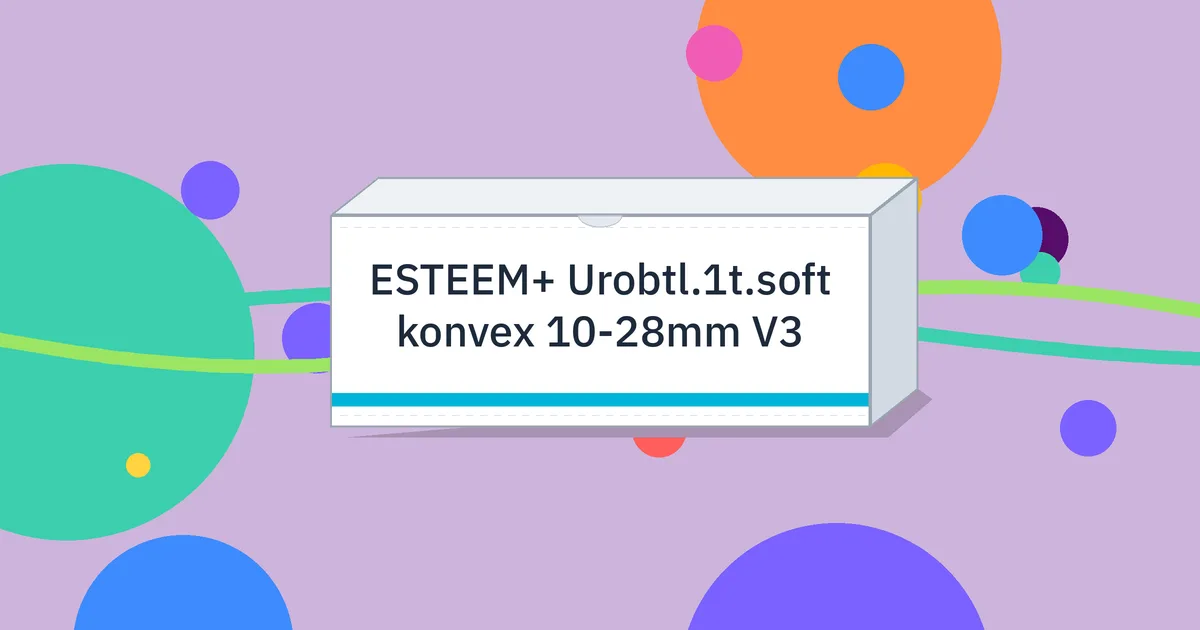 Symbolbild: Packung mit der Aufschrift ESTEEM+ Urobtl.1t.soft konvex 10-28mm V3 (PZN 18724164) – Verfügbarkeit und Bezug in Apotheken in Frankfurt am Main