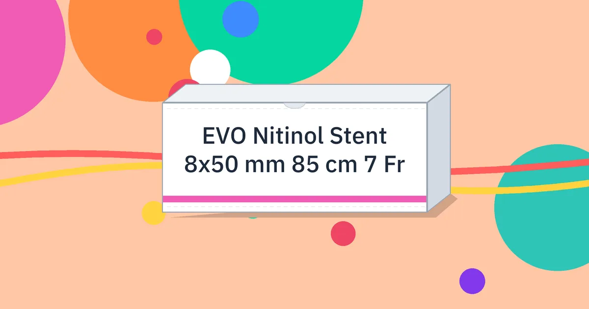 Symbolbild: Packung mit der Aufschrift EVO Nitinol Stent 8x50 mm 85 cm 7 Fr (PZN 00223674) – Verfügbarkeit und Bezug in Apotheken in Frankfurt am Main