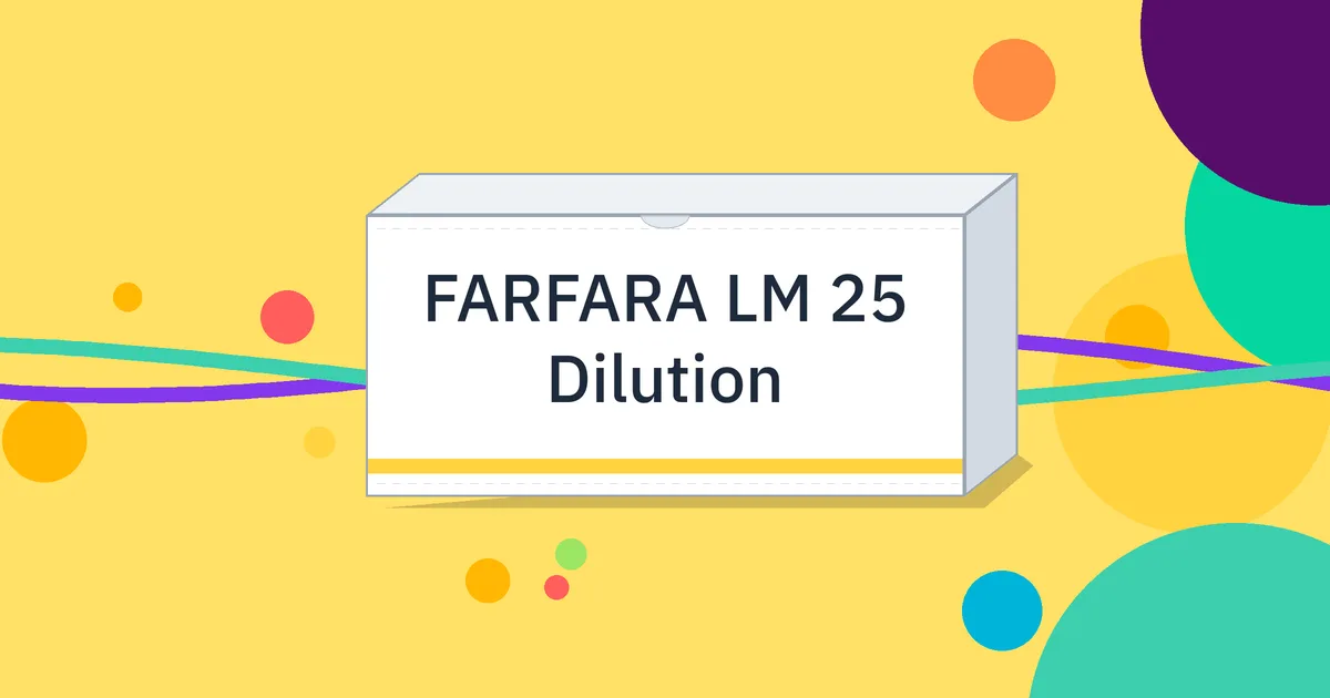 Symbolbild: Packung mit der Aufschrift FARFARA LM 25 Dilution (PZN 13487564) – Verfügbarkeit und Bezug in Apotheken in Frankfurt am Main