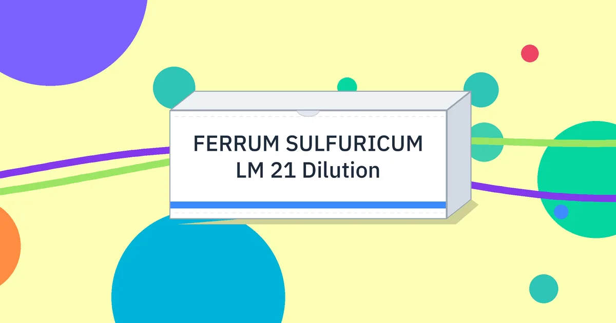 Symbolbild: Packung mit der Aufschrift FERRUM SULFURICUM LM 21 Dilution (PZN 12853624) – Verfügbarkeit und Bezug in Apotheken in Frankfurt am Main