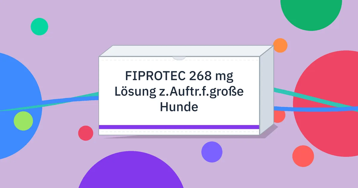 Symbolbild: Packung mit der Aufschrift FIPROTEC 268 mg Lösung z.Auftr.f.große Hunde (PZN 12568214) – Verfügbarkeit und Bezug in Apotheken in Frankfurt am Main