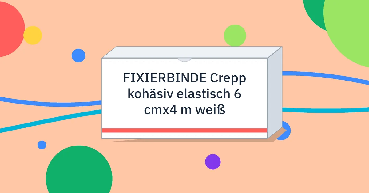 Symbolbild: Packung mit der Aufschrift FIXIERBINDE Crepp kohäsiv elastisch 6 cmx4 m weiß (PZN 04794669) – Verfügbarkeit und Bezug in Apotheken in Frankfurt am Main