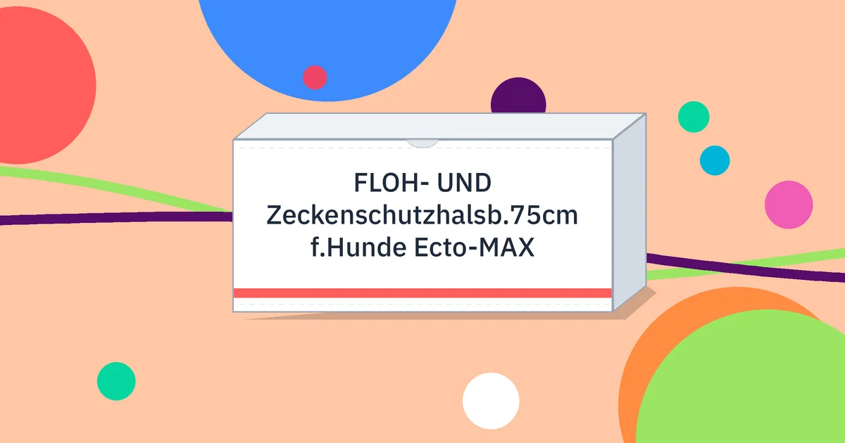 Symbolbild: Packung mit der Aufschrift FLOH- UND Zeckenschutzhalsb.75cm f.Hunde Ecto-MAX (PZN 15780073) – Verfügbarkeit und Bezug in Apotheken in Frankfurt am Main