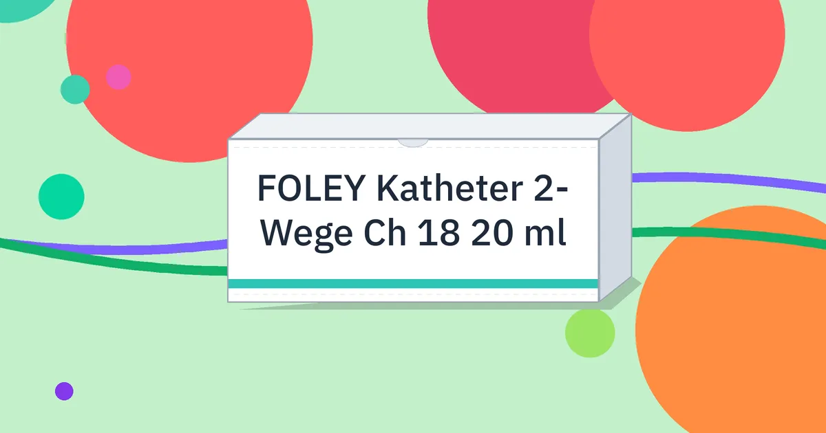 Symbolbild: Packung mit der Aufschrift FOLEY Katheter 2-Wege Ch 18 20 ml (PZN 20271882) – Verfügbarkeit und Bezug in Apotheken in Frankfurt am Main