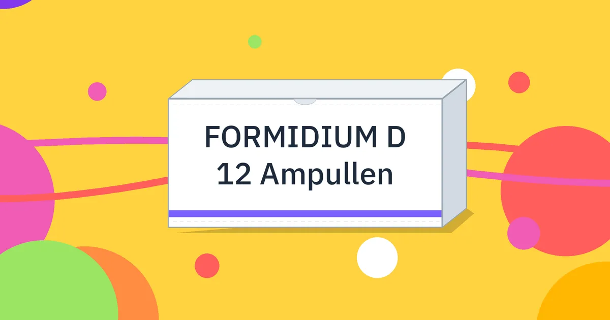 Symbolbild: Packung mit der Aufschrift FORMIDIUM D 12 Ampullen (PZN 11705962) – Verfügbarkeit und Bezug in Apotheken in Frankfurt am Main