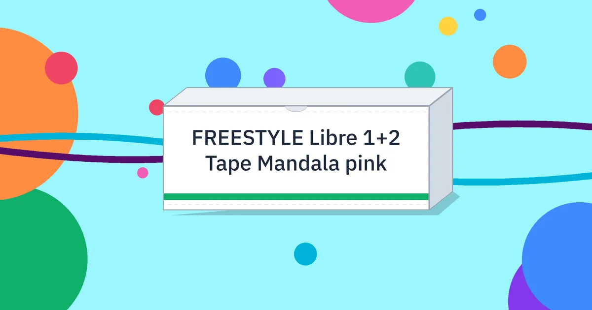 Symbolbild: Packung mit der Aufschrift FREESTYLE Libre 1+2 Tape Mandala pink (PZN 18178023) – Verfügbarkeit und Bezug in Apotheken in Frankfurt am Main