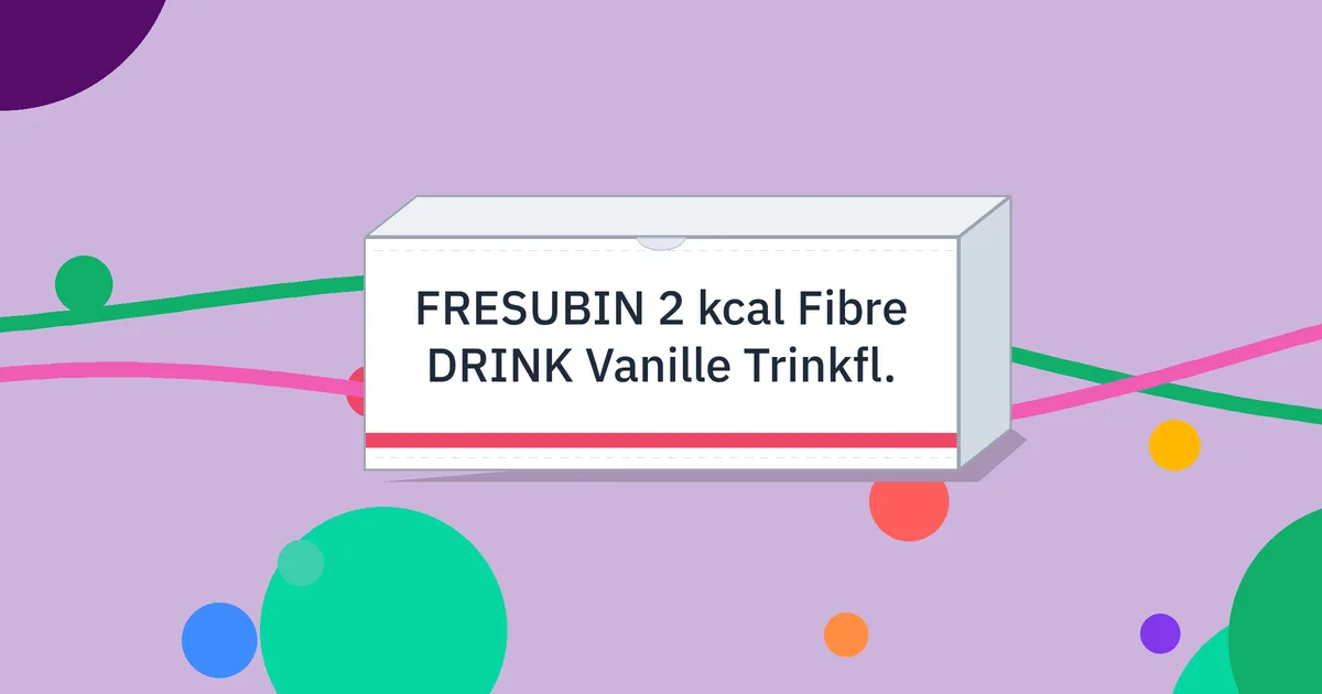 Symbolbild: Packung mit der Aufschrift FRESUBIN 2 kcal Fibre DRINK Vanille Trinkfl. (PZN 20191930) – Verfügbarkeit und Bezug in Apotheken in Frankfurt am Main