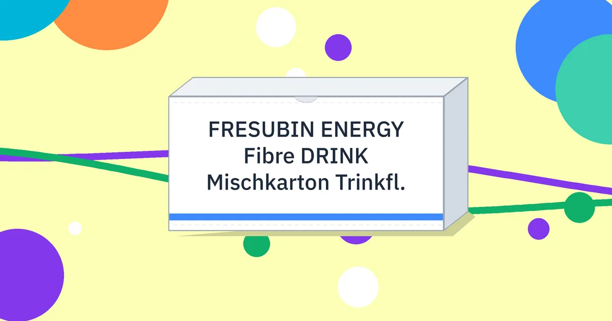 Symbolbild: Packung mit der Aufschrift FRESUBIN ENERGY Fibre DRINK Mischkarton Trinkfl. (PZN 19750643) – Verfügbarkeit und Bezug in Apotheken in Frankfurt am Main