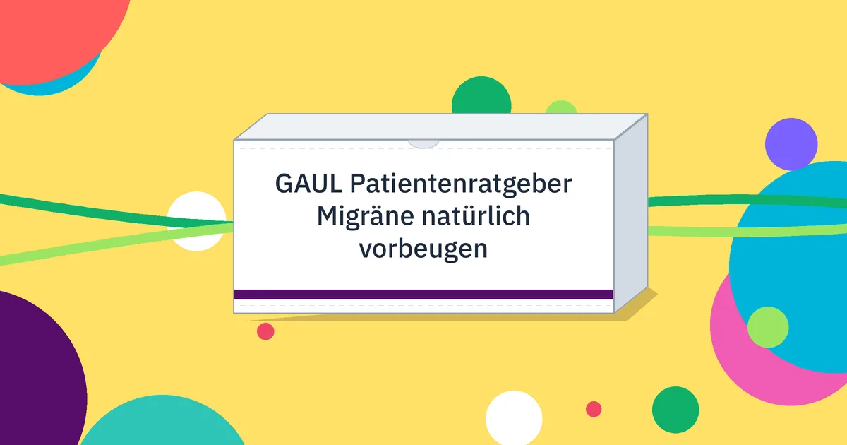 Symbolbild: Packung mit der Aufschrift GAUL Patientenratgeber Migräne natürlich vorbeugen (PZN 12585046) – Verfügbarkeit und Bezug in Apotheken in Frankfurt am Main