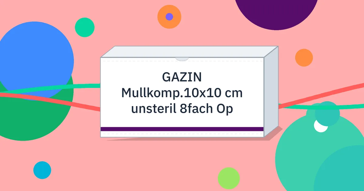 Symbolbild: Packung mit der Aufschrift GAZIN Mullkomp.10x10 cm unsteril 8fach Op (PZN 19700987) – Verfügbarkeit und Bezug in Apotheken in Frankfurt am Main